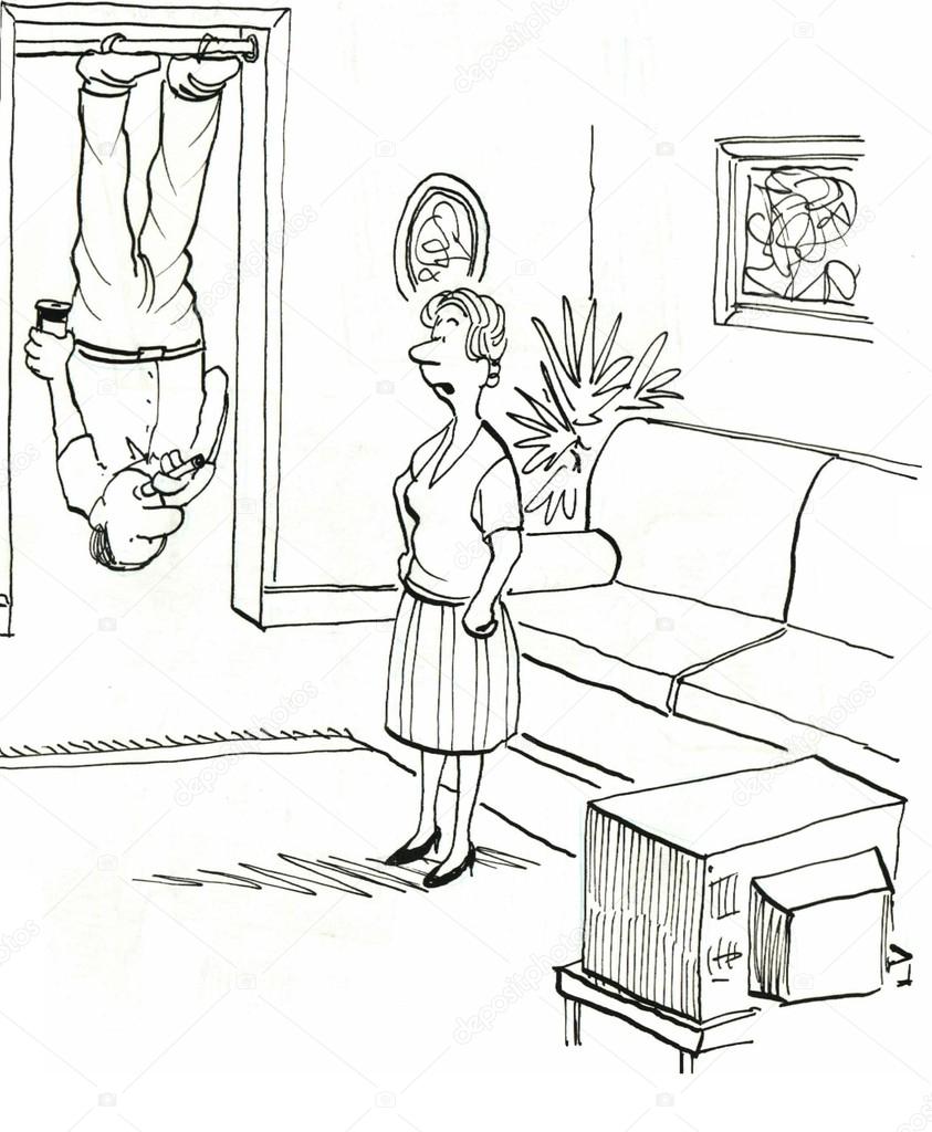 Man Hanging Upside Down Cartoon