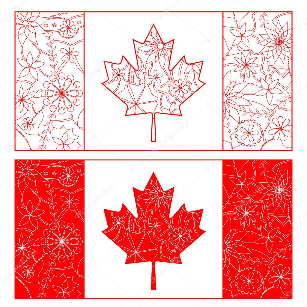 Canada Flag Red Outline