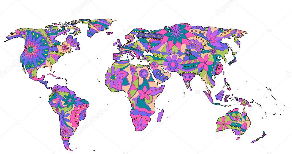 Mapa colorido del mundo Vector de stock #51120437 de ©Marishayu