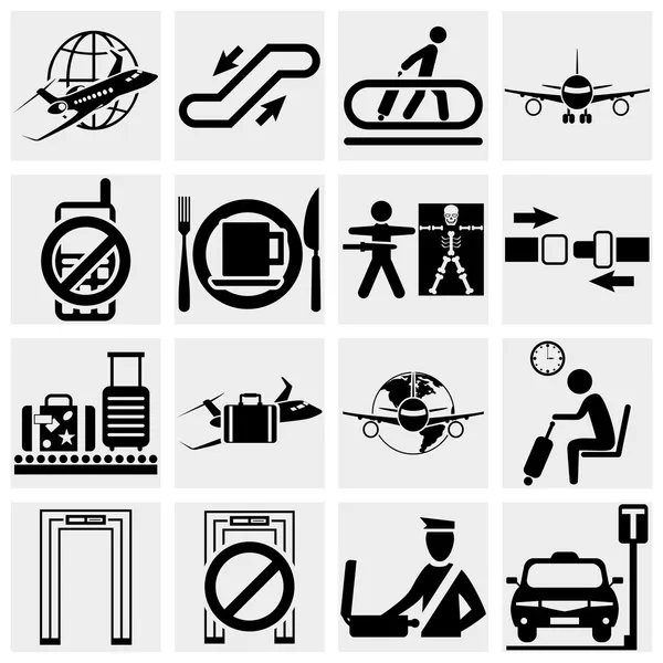 Aeropuerto vector iconos conjunto. Iconos y signos elegantes de la ...