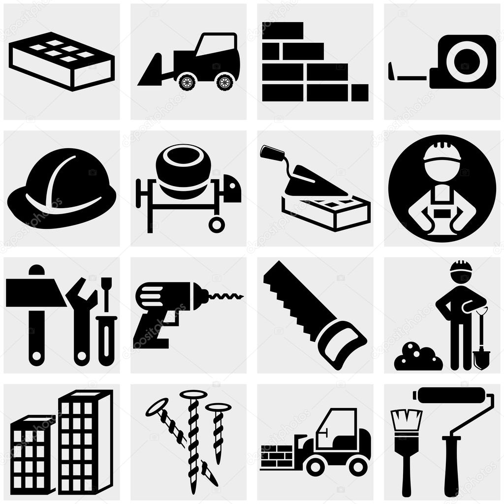 Construction vector icon set on gray — Stock Vector © Alexynder #26268117
