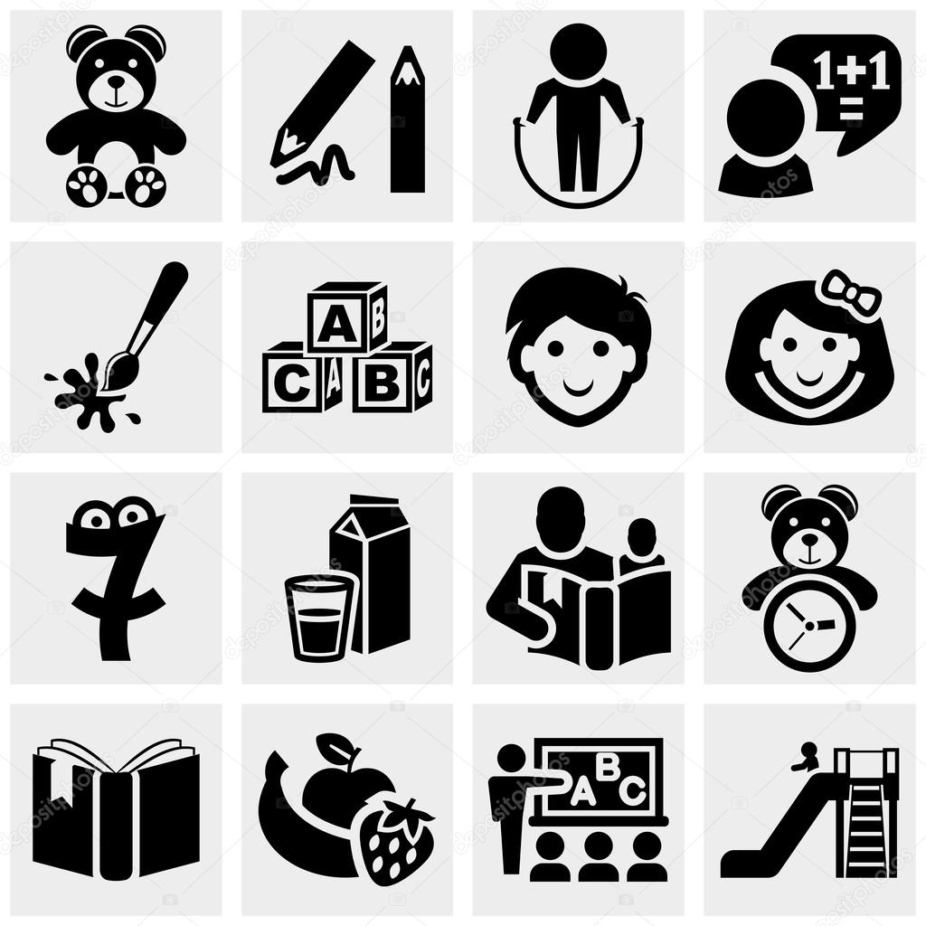 Preschool vector icons set on gray. Stock Vector by ©Alexynder 32079943
