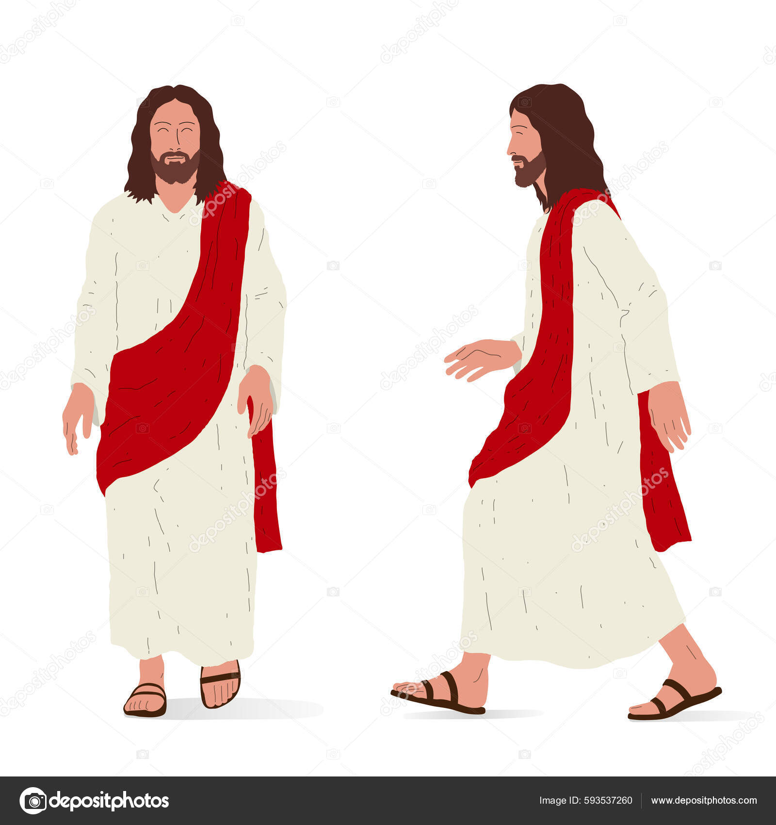Jesus Standing Front Side View Isometric Vector Illustration Isolated ...