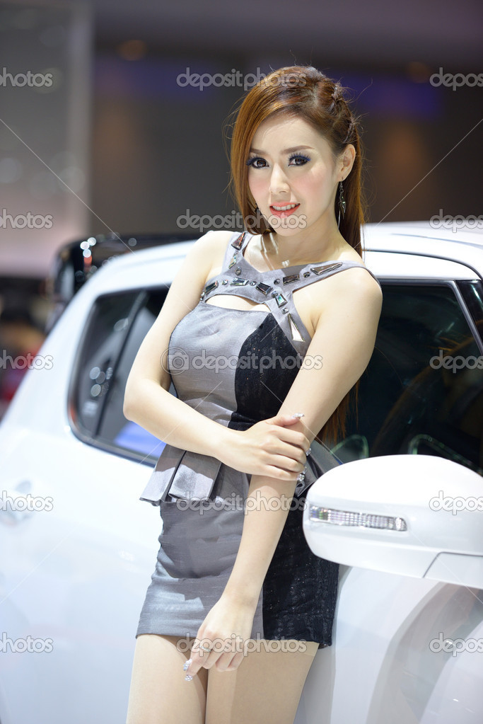 Beautiful female presenters model of motor show — Stock Photo © num ...