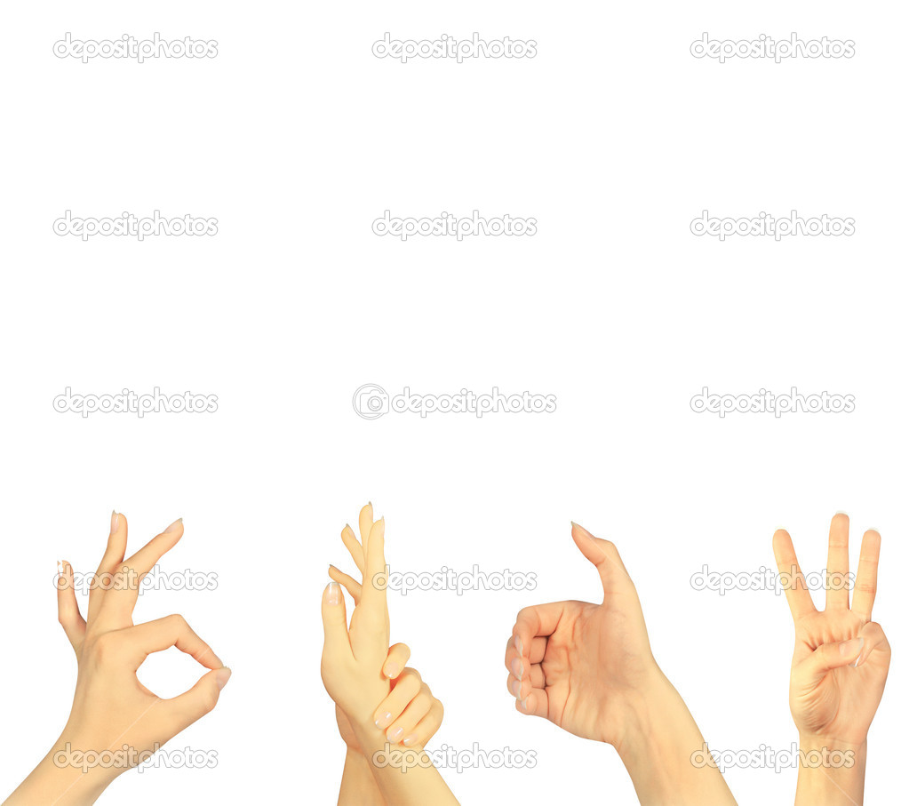 A collection of various women's hand gestures Stock Illustration by ...