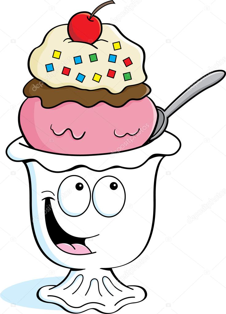 Clipart Ice Cream Sundae Cartoon Ice Cream Sundae — Stock Vector