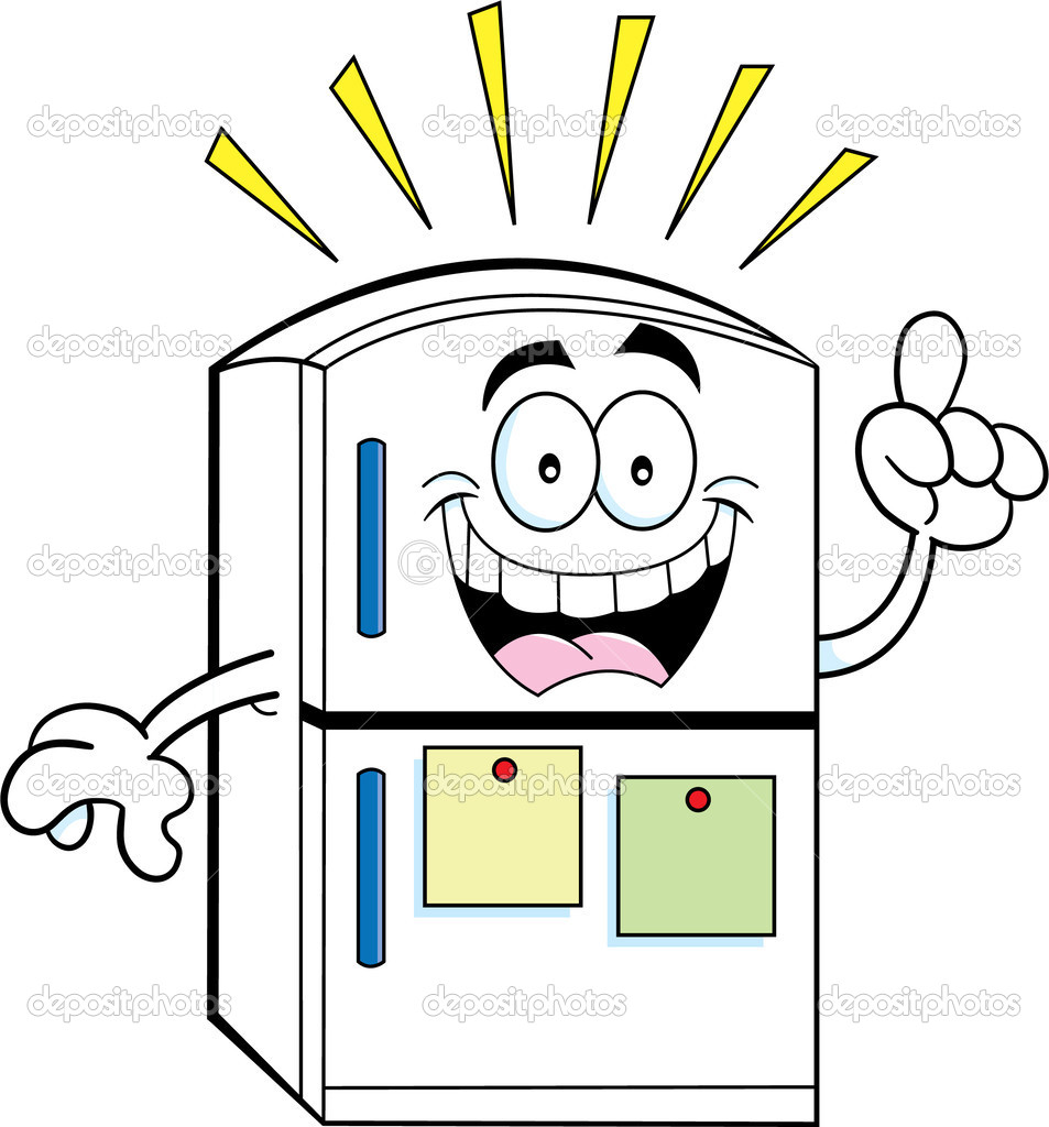 Refrigerador de dibujos animados con una idea vector, gráfico vectorial ...