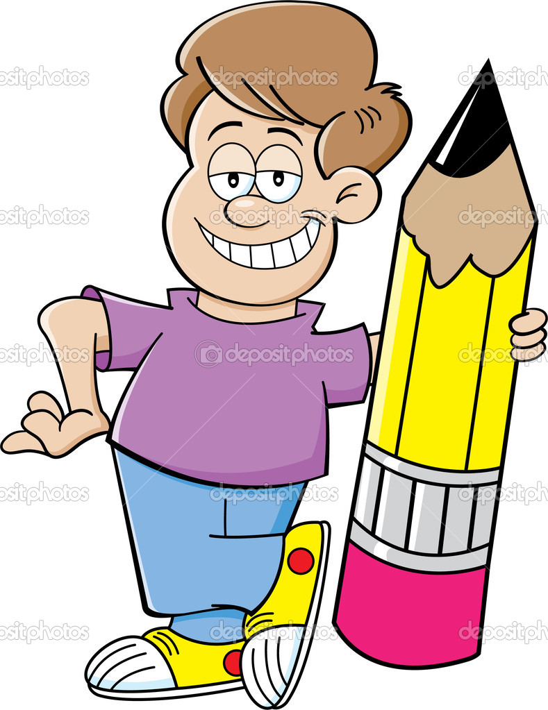 Cartoon boy holding a pencil — Stock Vector © kenbenner #26341883