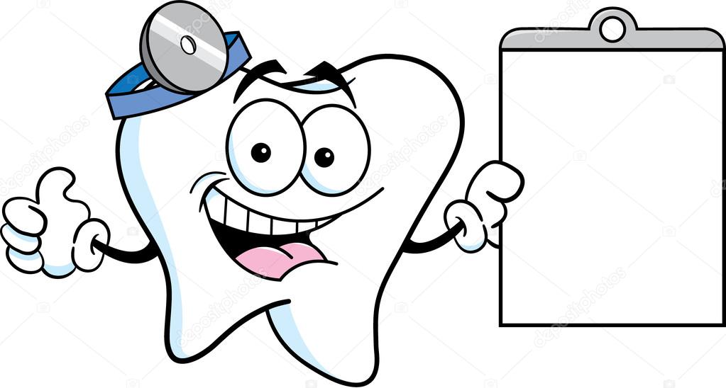 Cartoon tooth holding a chart Stock Vector by ©kenbenner 26395277