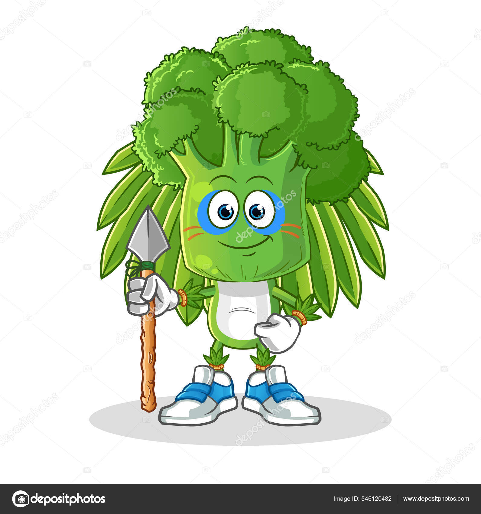 Broccoli Head Cartoon Tribal Man Mascot Cartoon Vector Stock Vector by ...