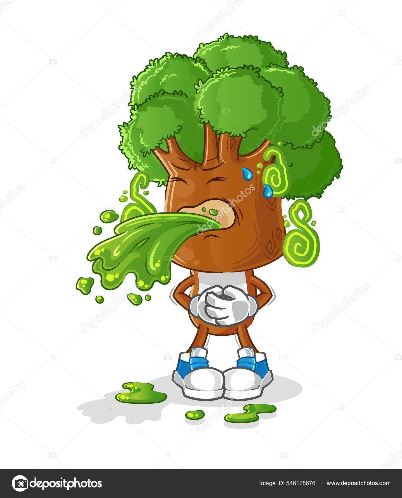 Árbol Cabeza Dibujos Animados Vomitar Vector Mascota Dibujos Animados ...