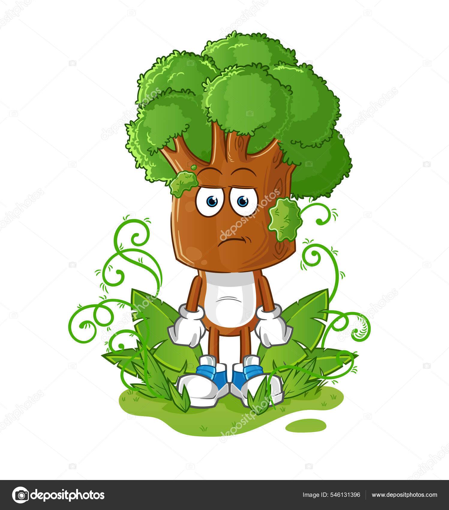 Tree Head Cartoon Waiting Too Long Mascot Cartoon Vector Stock Vector ...