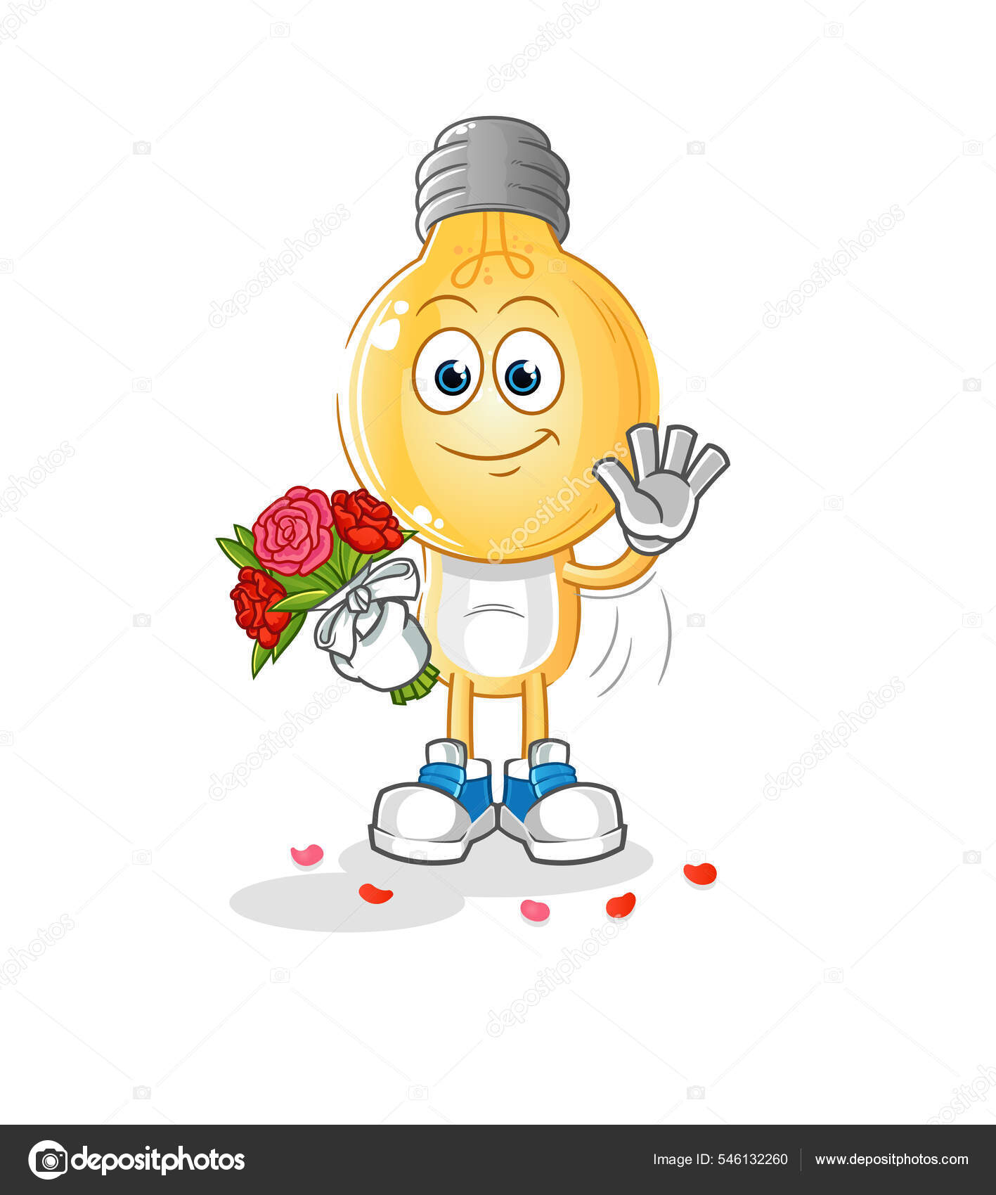 Light Bulb Head Cartoon Bouquet Mascot Cartoon Vector Stock Vector by ...