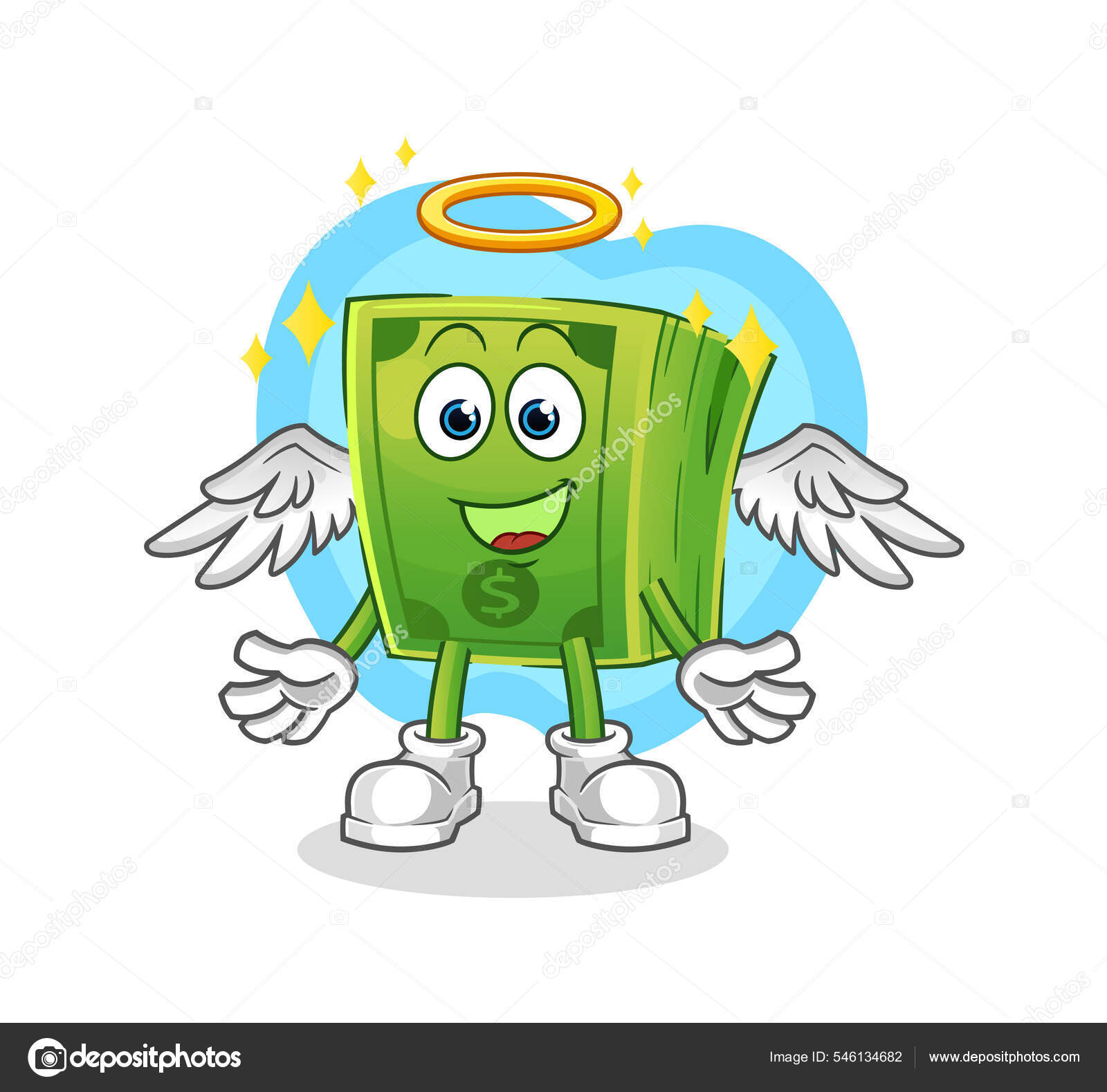 Ángel Del Dinero Con Alas Vector Personaje Dibujos Animados Vector de ...