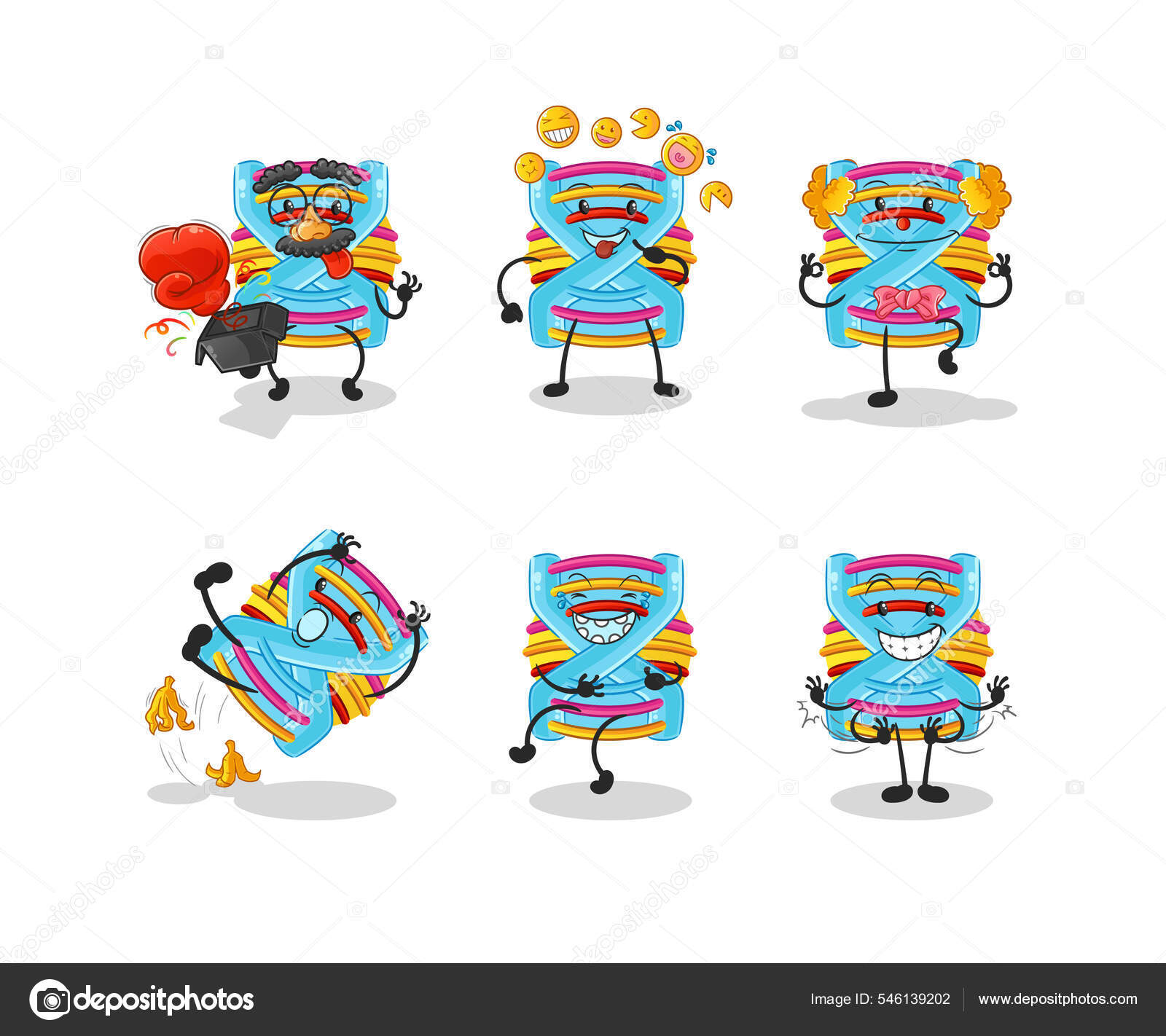 Dna Comedy Set Character Cartoon Mascot Vector Stock Vector Image by ...