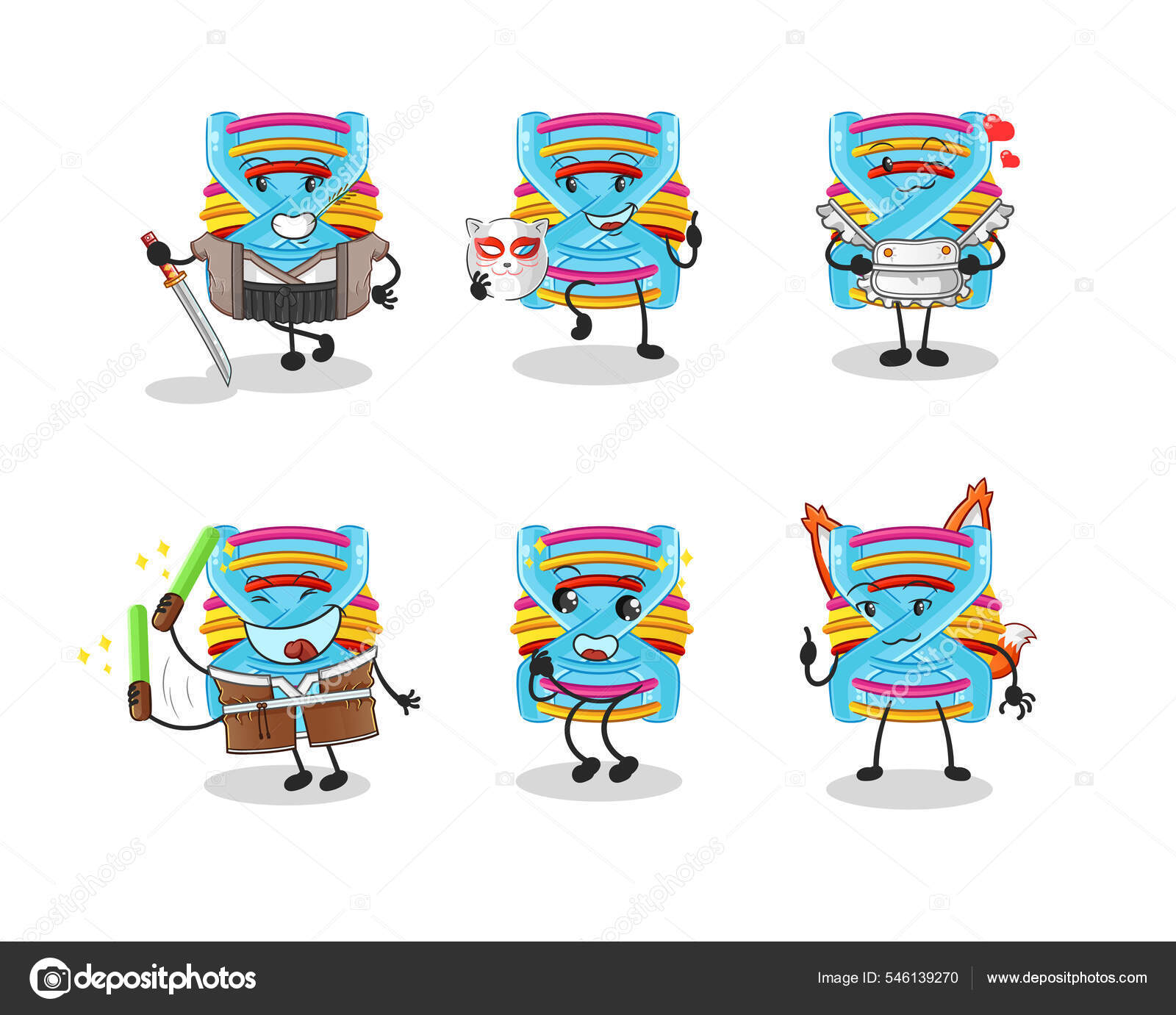 Dna Japanese Culture Group Character Mascot Vector Stock Vector Image ...