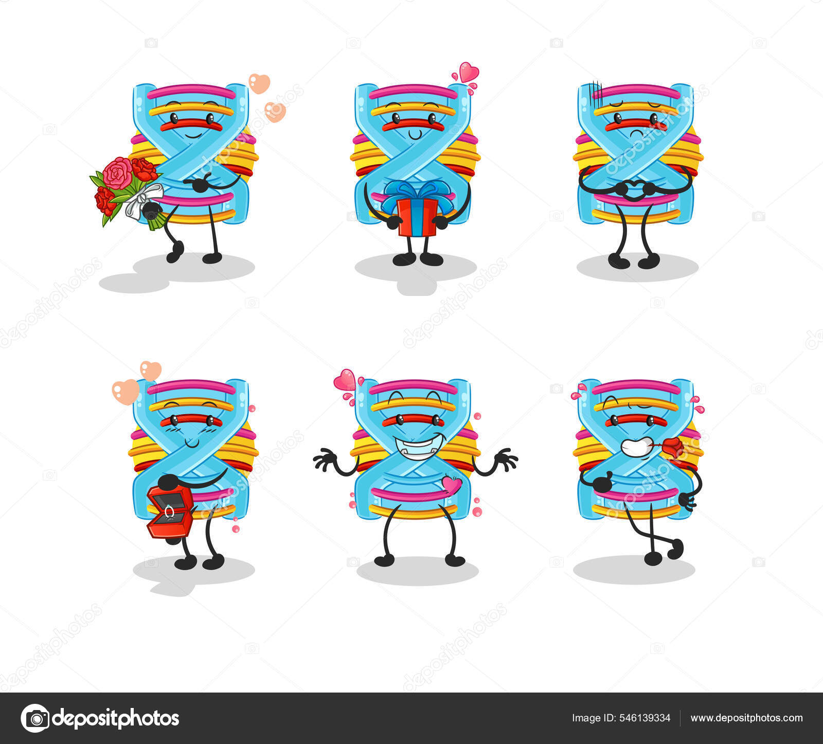 Dna Love Set Character Cartoon Mascot Vector Stock Vector by ©hariyusuf ...