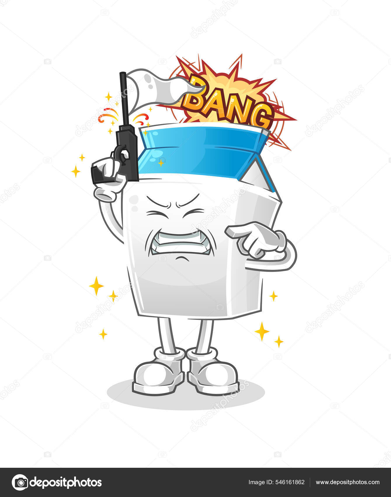 Milk Warning Shot Mascot Cartoon Vector Stock Vector Image by ...