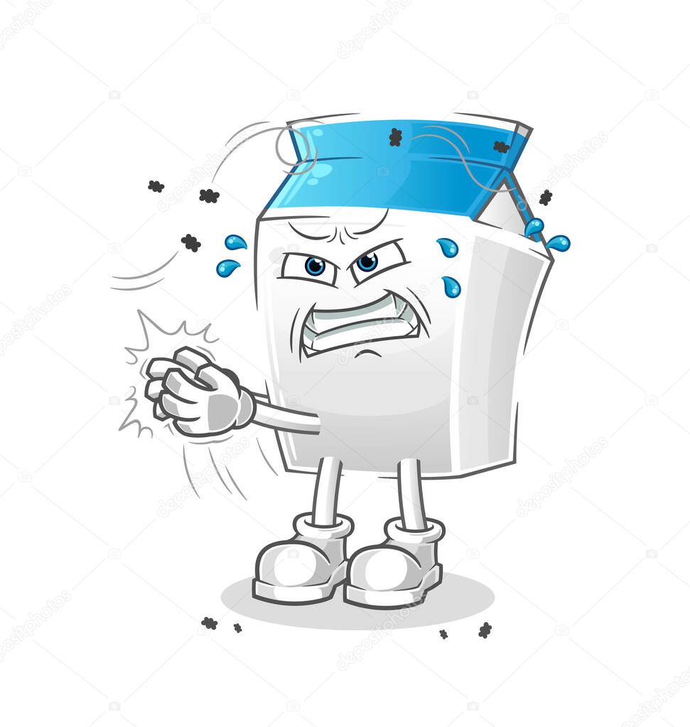 carácter mosca de leche swat. vector mascota de dibujos animados 2024