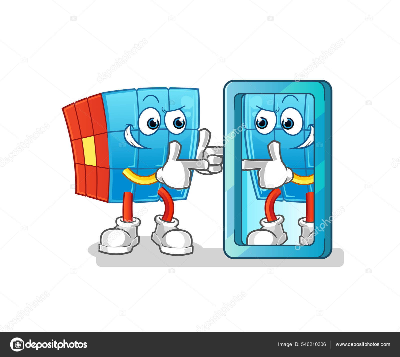 Rubik's Cube Looking Mirror Cartoon Cartoon Mascot Vector Stock Vector ...