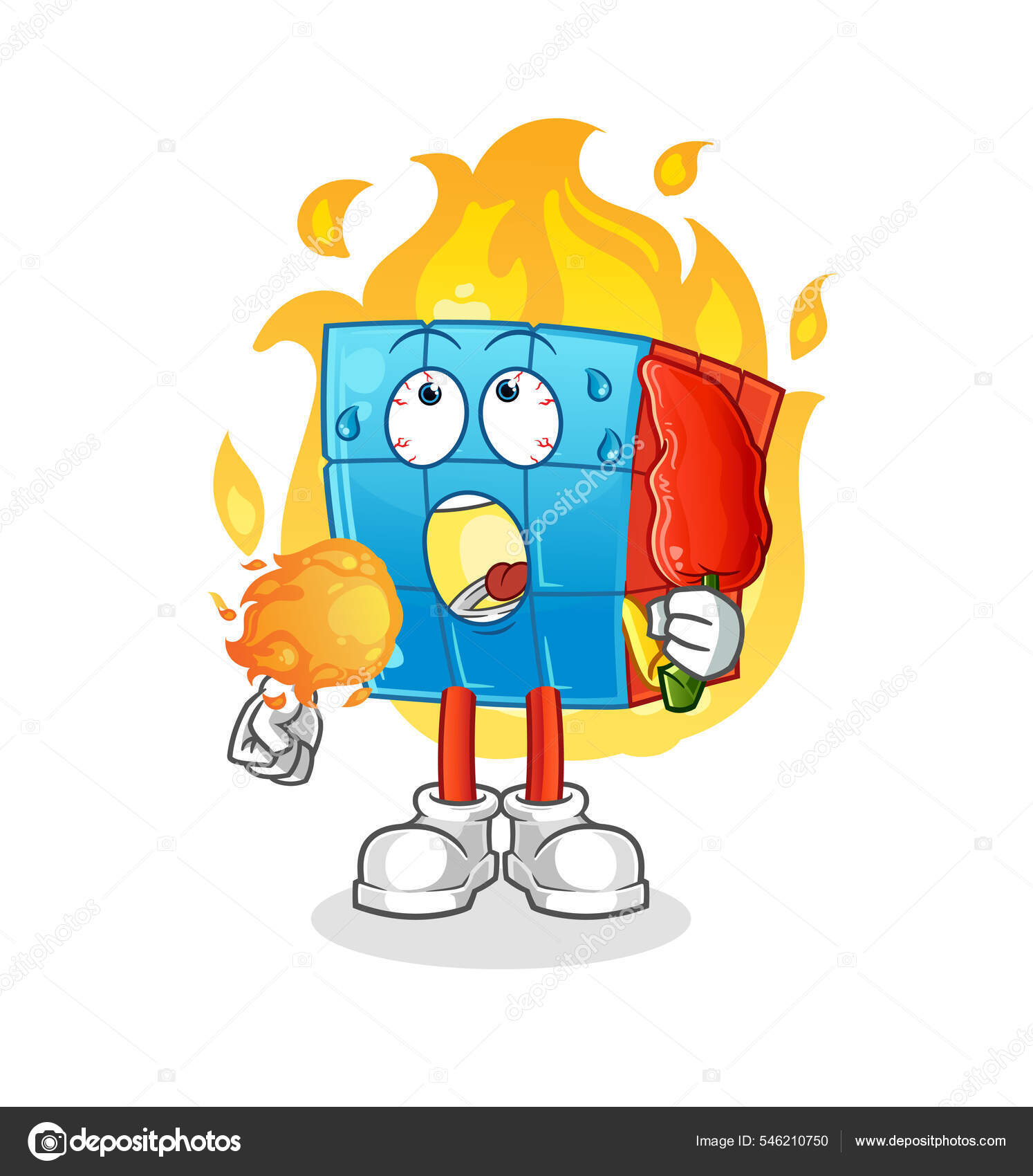 Rubik's Cube Eat Hot Chilie Mascot Cartoon Vector Stock Vector Image by ...