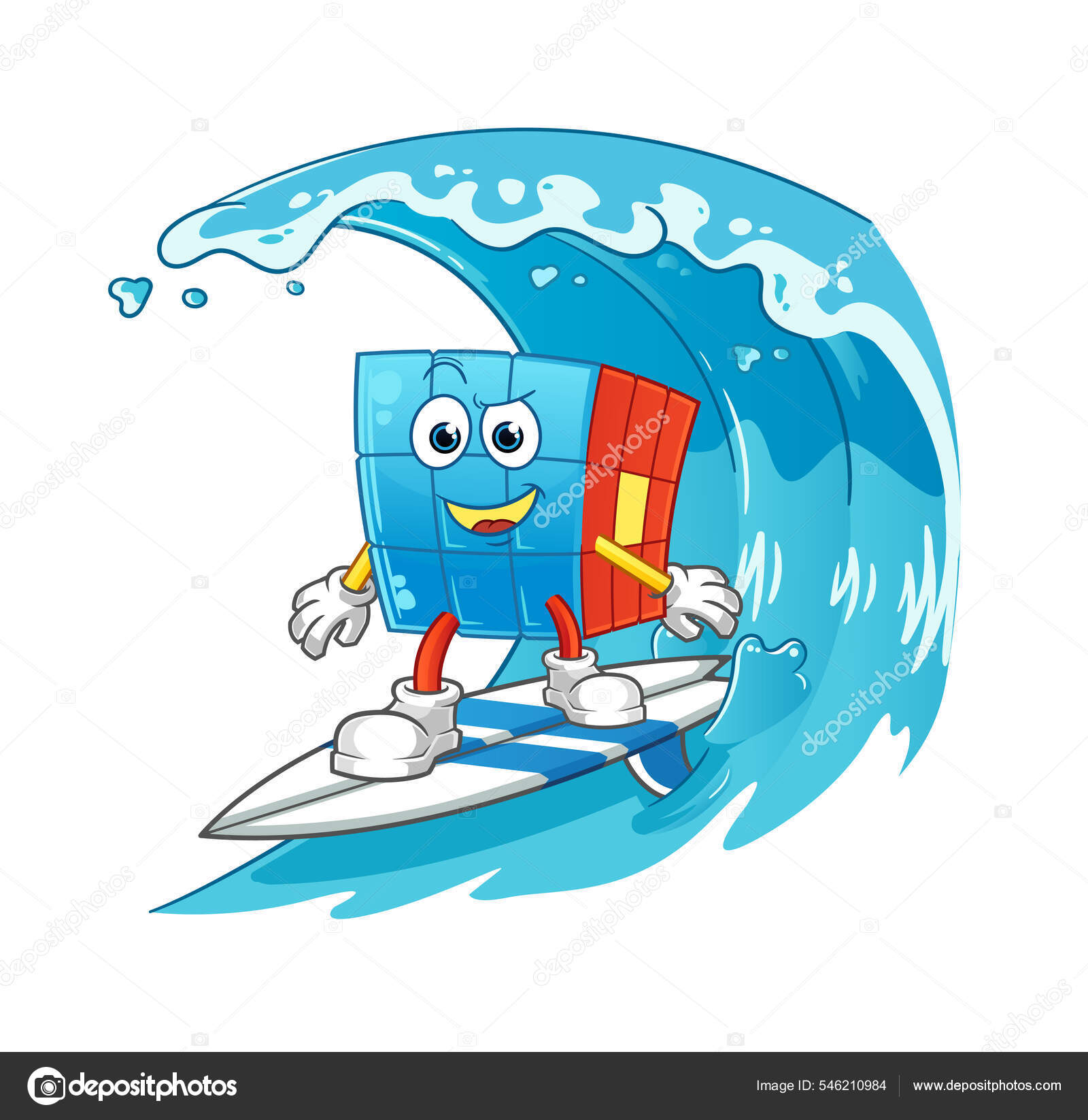 Rubik's Cube Surfing Character Cartoon Mascot Vector Stock Vector Image ...