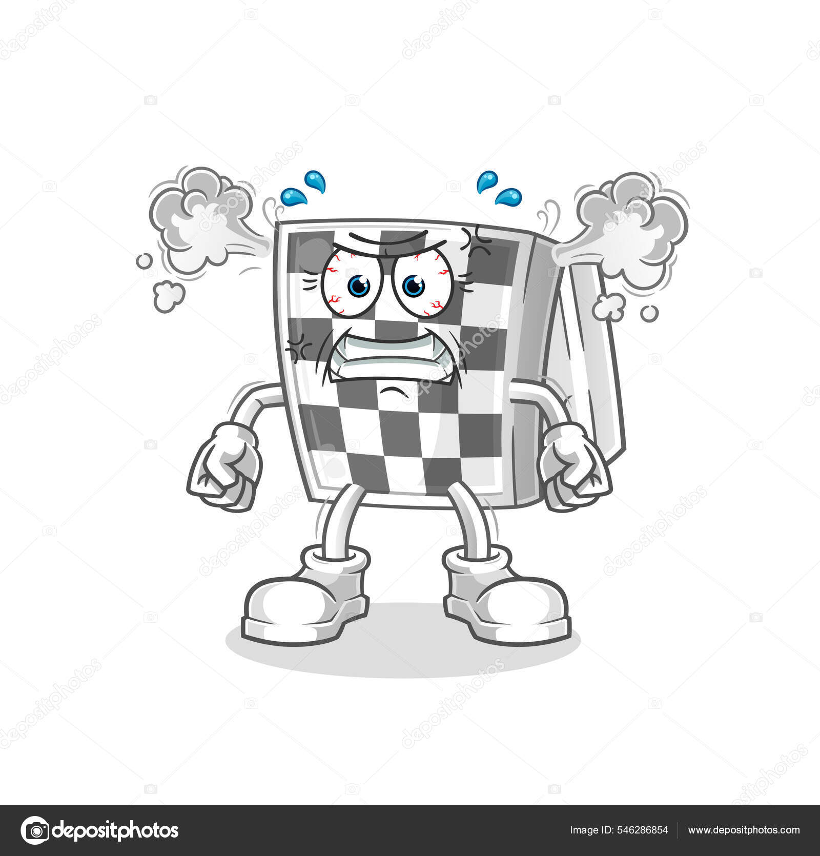Chessboard Very Angry Mascot Cartoon Vector Stock Vector Image by ...