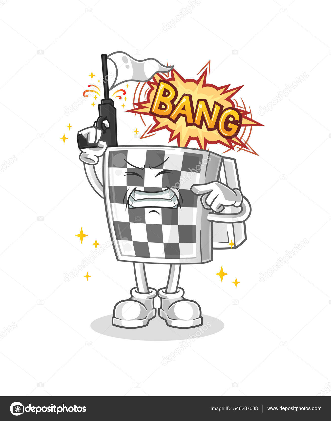Chessboard Warning Shot Mascot Cartoon Vector Stock Vector by ...