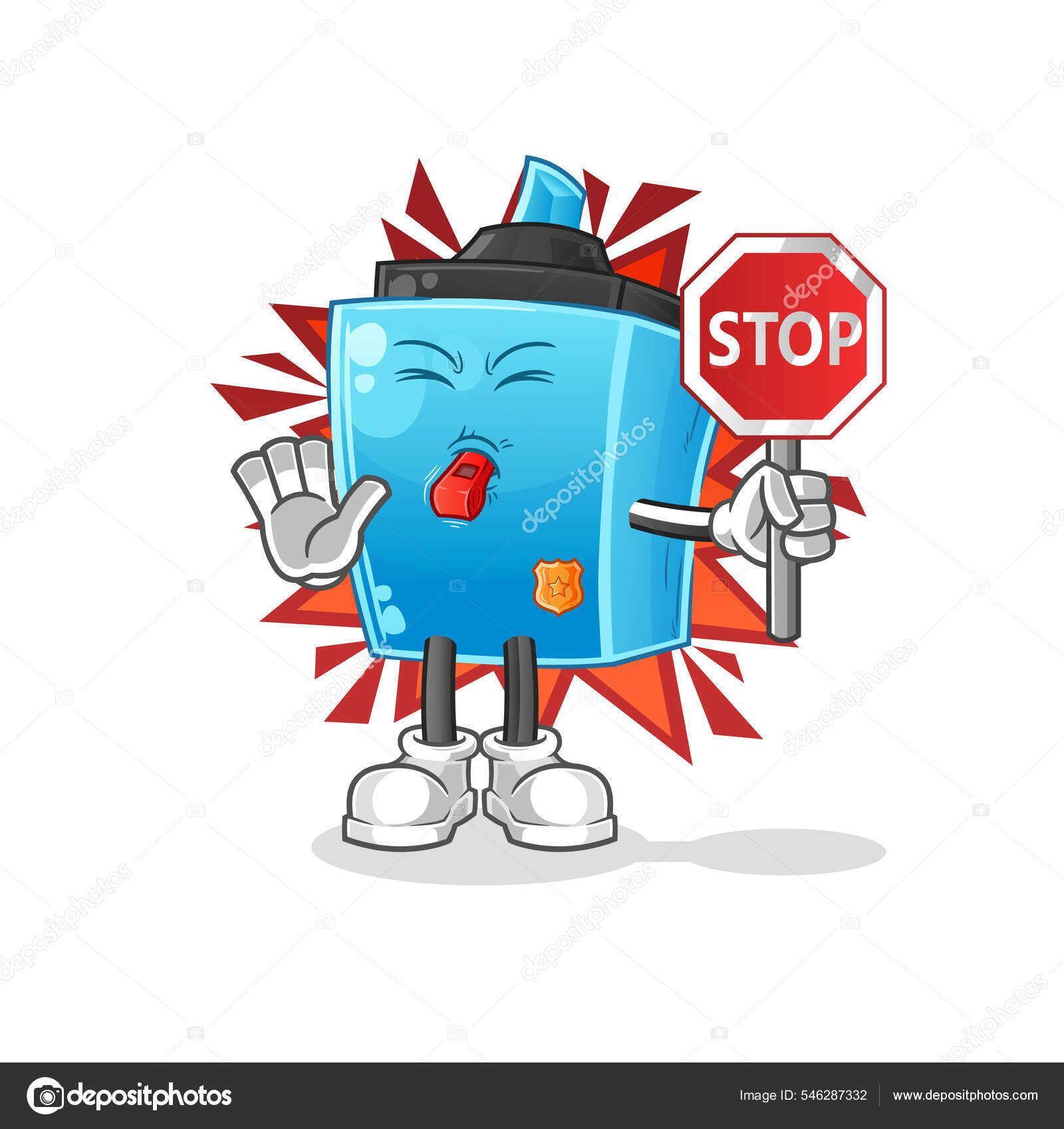 Marker Pen Holding Stop Sign Cartoon Mascot Vector Stock Vector by ...