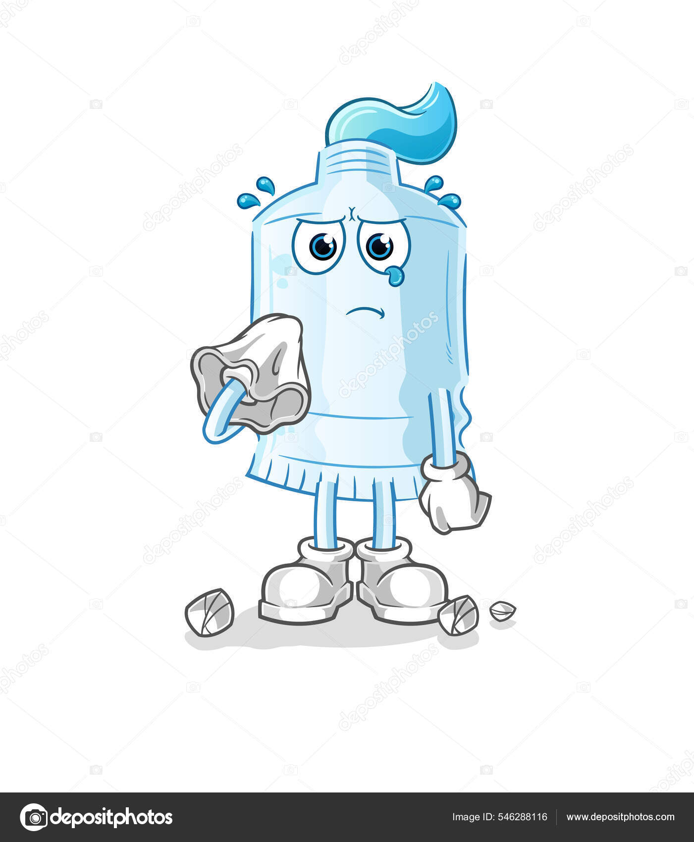 Toothpaste Cry Tissue Cartoon Mascot Vector Stock Vector Image by ...