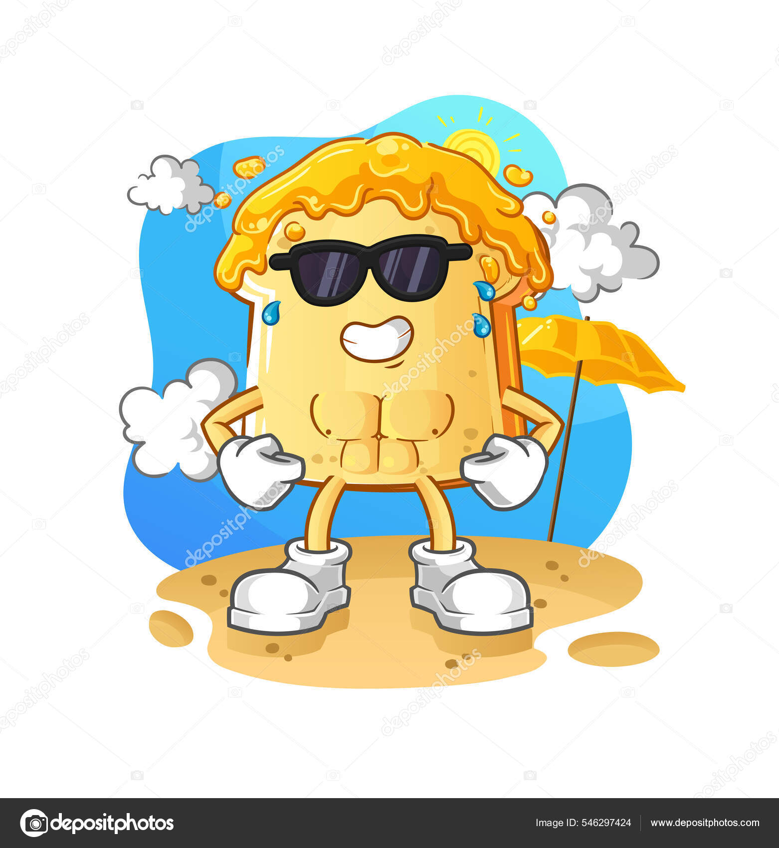 Bread Honey Sunbathing Summer Character Vector Stock Vector Image by ...
