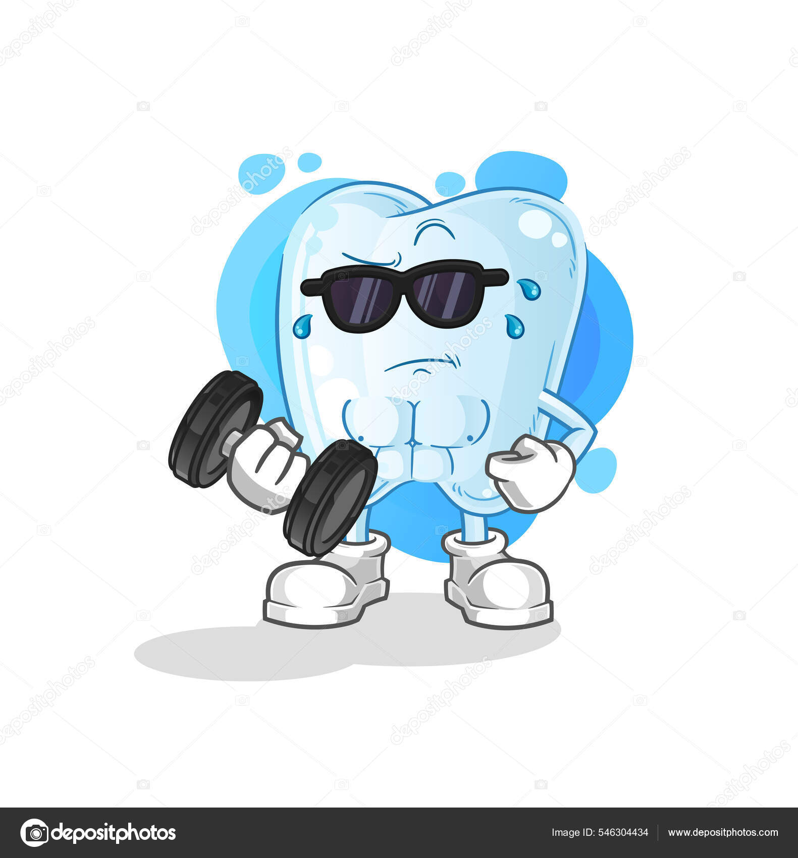 Tooth Lifting Dumbbell Vector Cartoon Character Stock Vector by ...