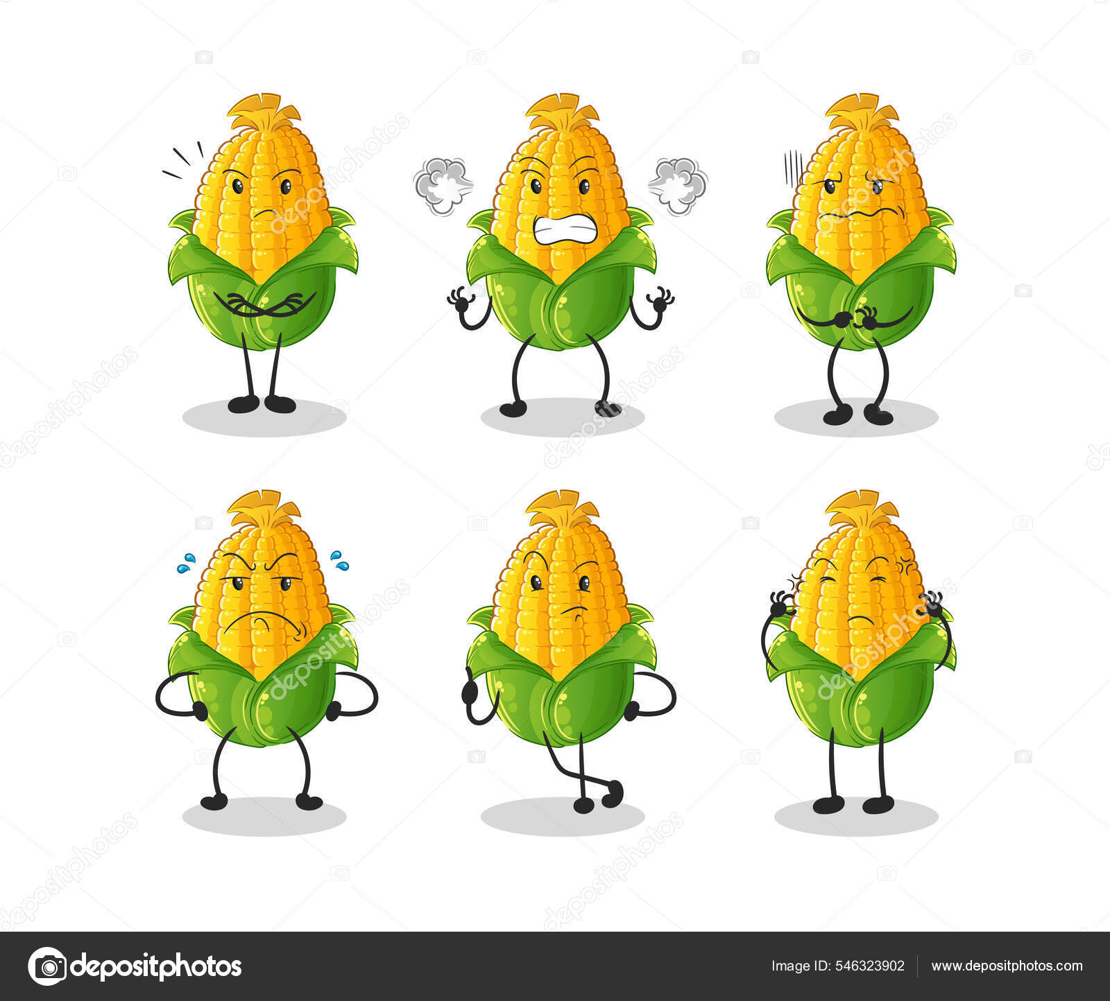 Corn Angry Group Character Cartoon Mascot Vector Stock Vector Image by ...