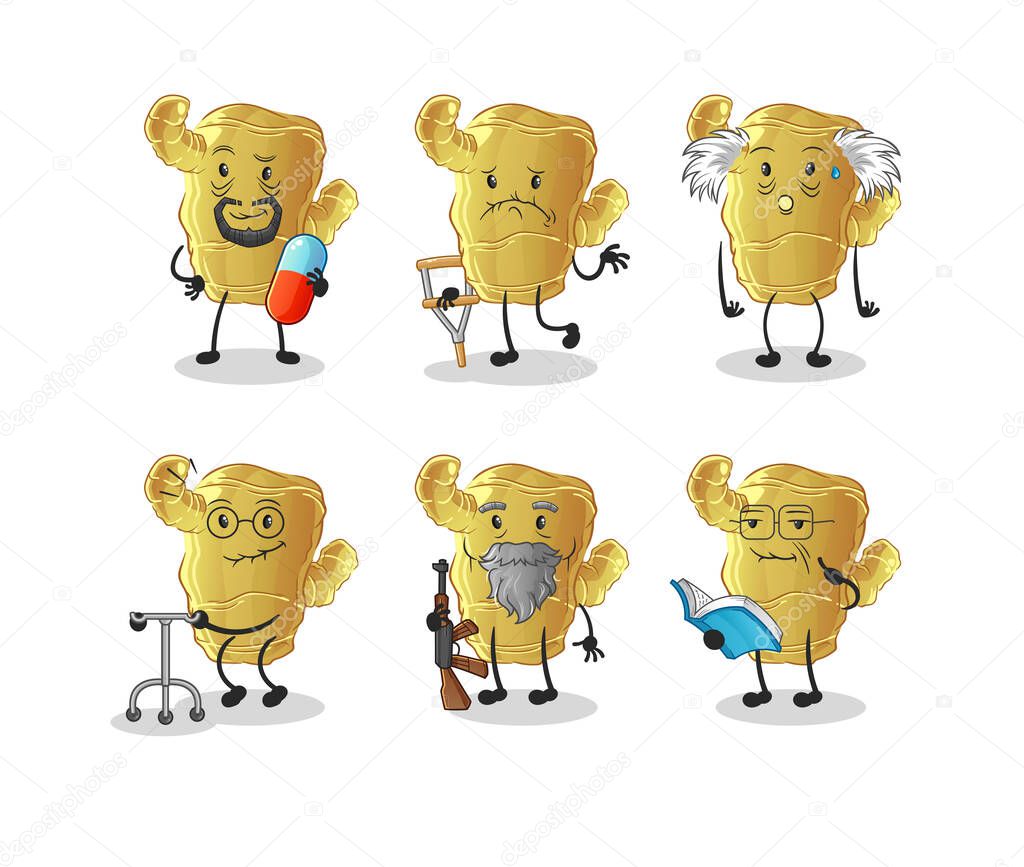 Ginger personaje de edad avanzada. vector mascota de dibujos animados 2024