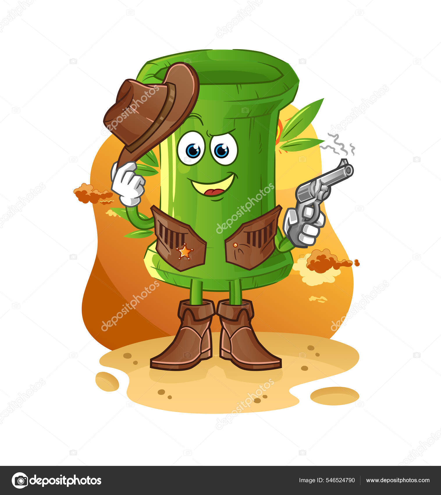 Bamboo Cowboy Gun Character Vector Stock Vector by ©hariyusuf.rap.gmail ...