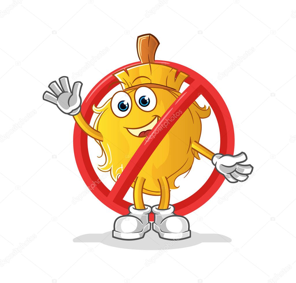Dile no a la mascota de la escoba. vector de dibujos animados 2023