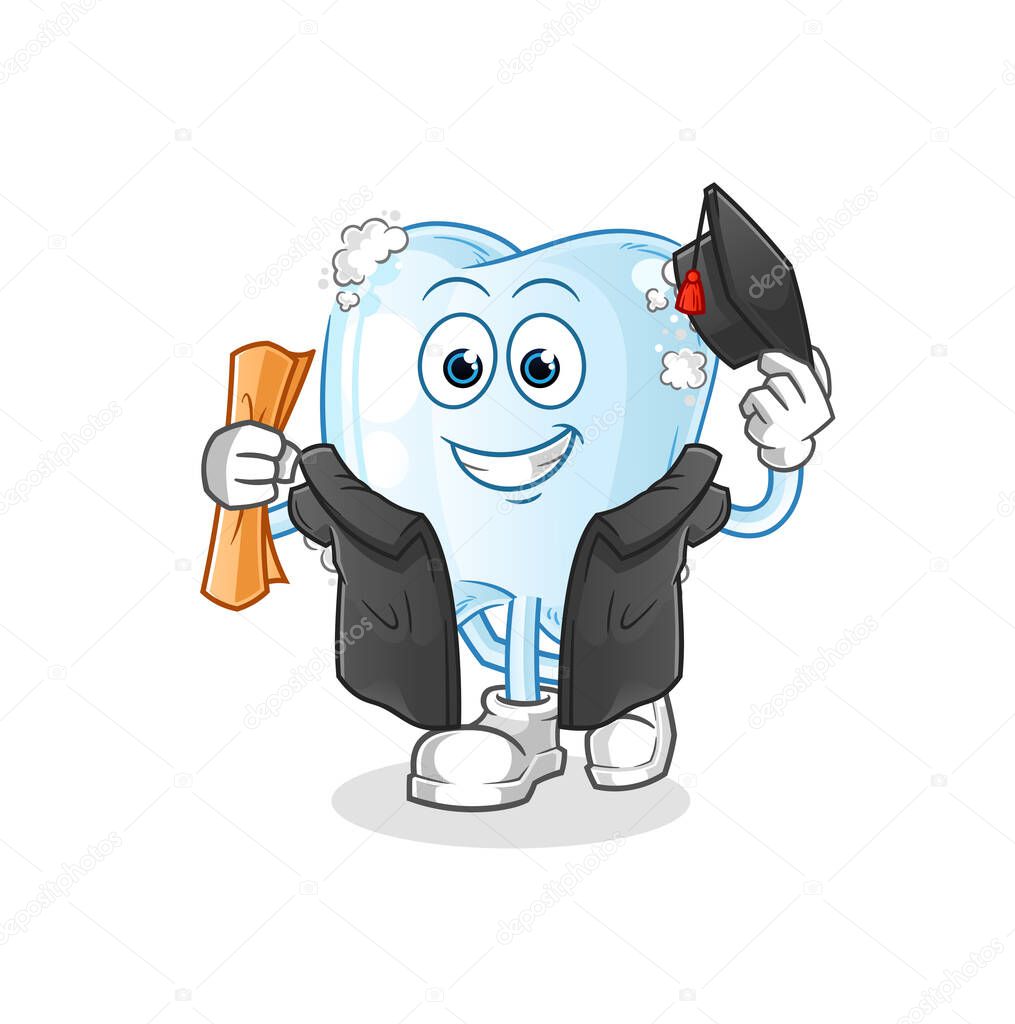 diente con espuma vector de graduación. personaje de dibujos animados 2023