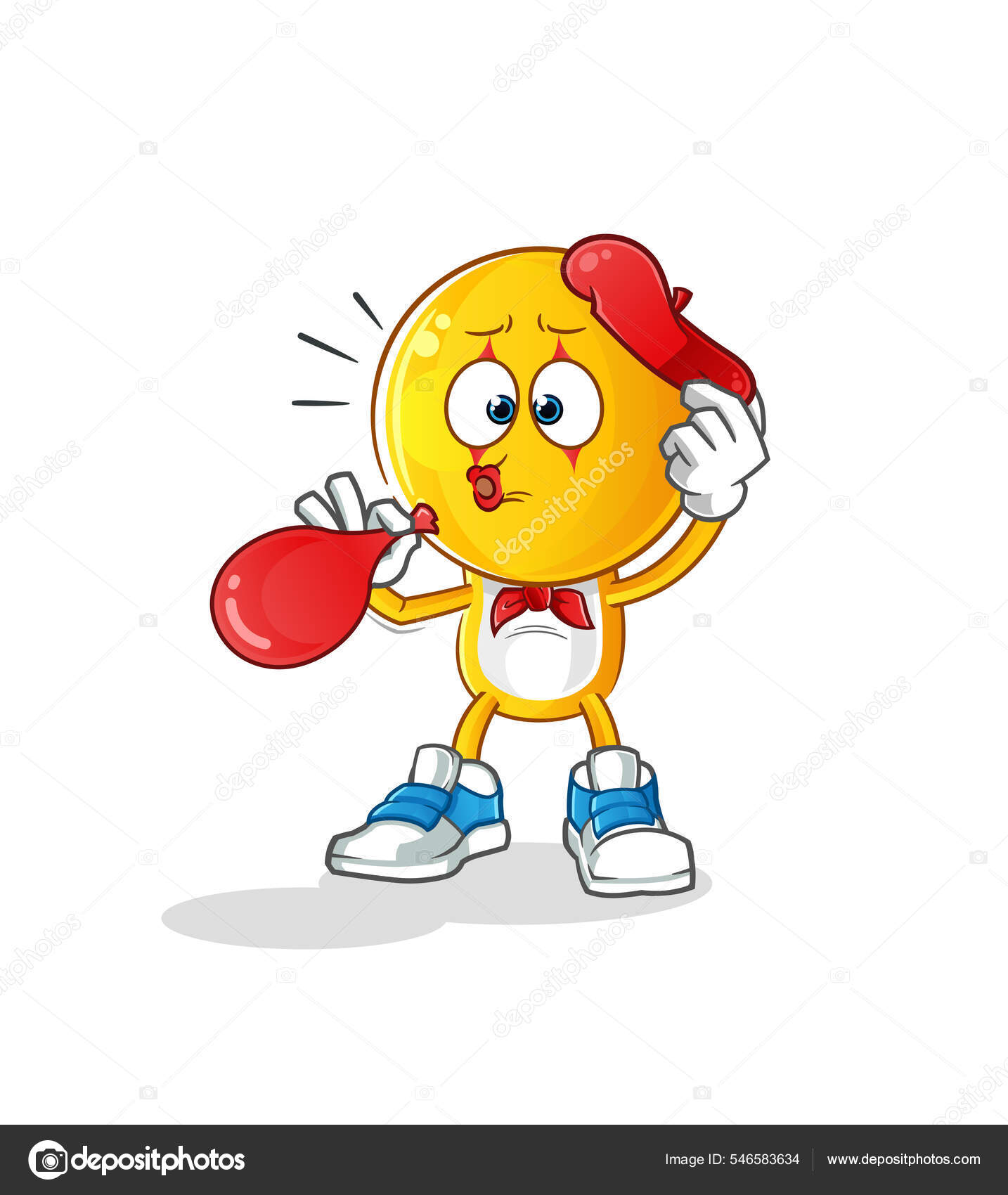 Emoticon Kepala Kartun Pantomim Meniup Balon Vektor Kartun Vektor Stok ...