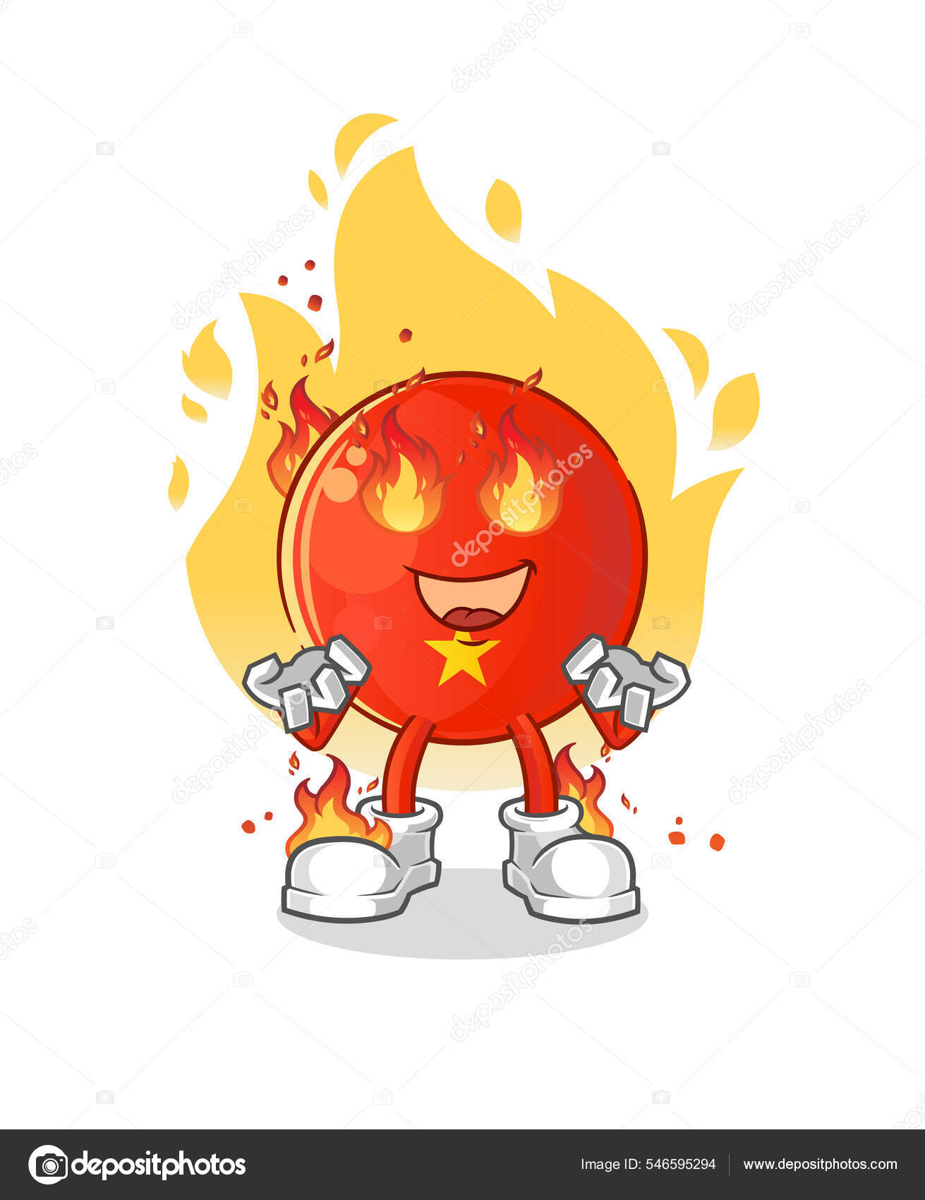 Vietnamese Flag Fire Mascot Cartoon Vector Stock Vector Image by ...