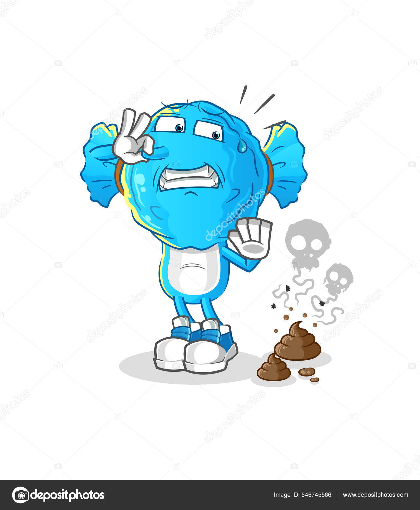 Candy Head Cartoon Stinky Waste Illustration Character Vector Stock ...