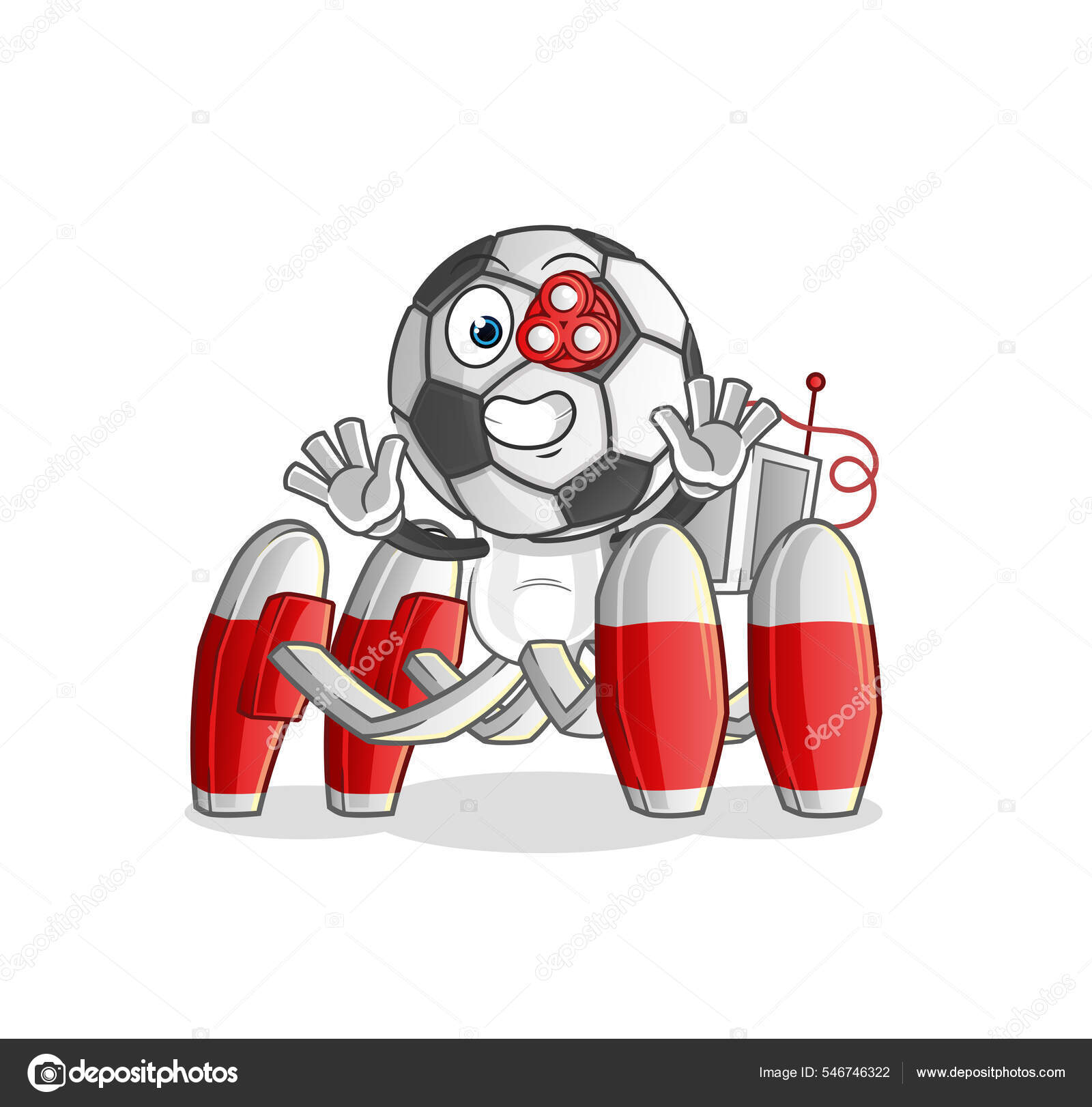 Cabeza Fútbol Dibujos Animados Futuro Robot Vector Personaje Dibujos ...