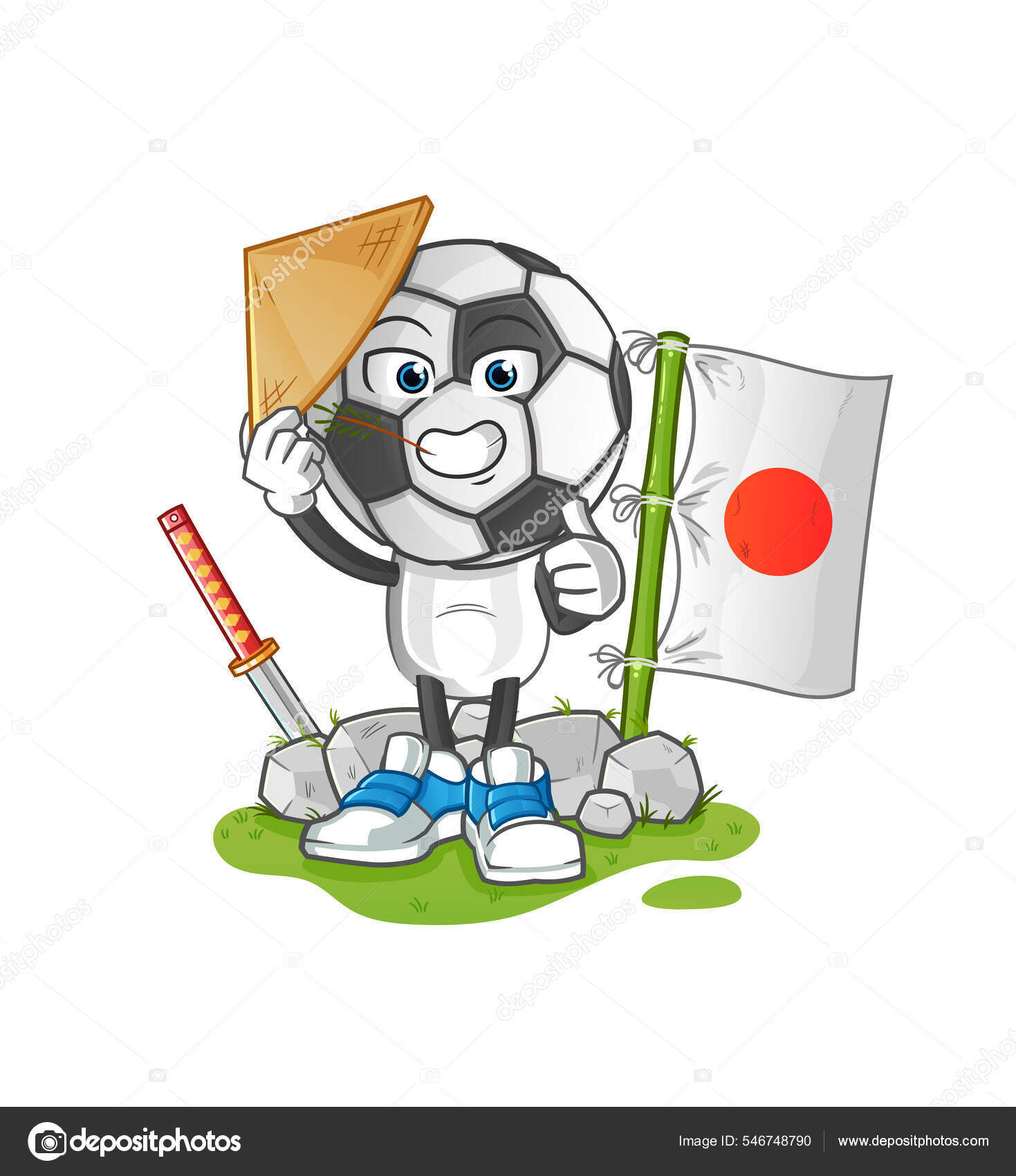 Football Head Cartoon Japanese Vector Cartoon Character Vector de stock ...