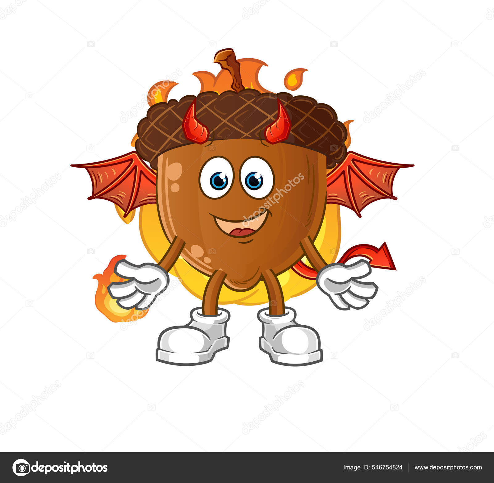 Acorn Head Cartoon Demon Wings Character Cartoon Vector Stock Vector By ©