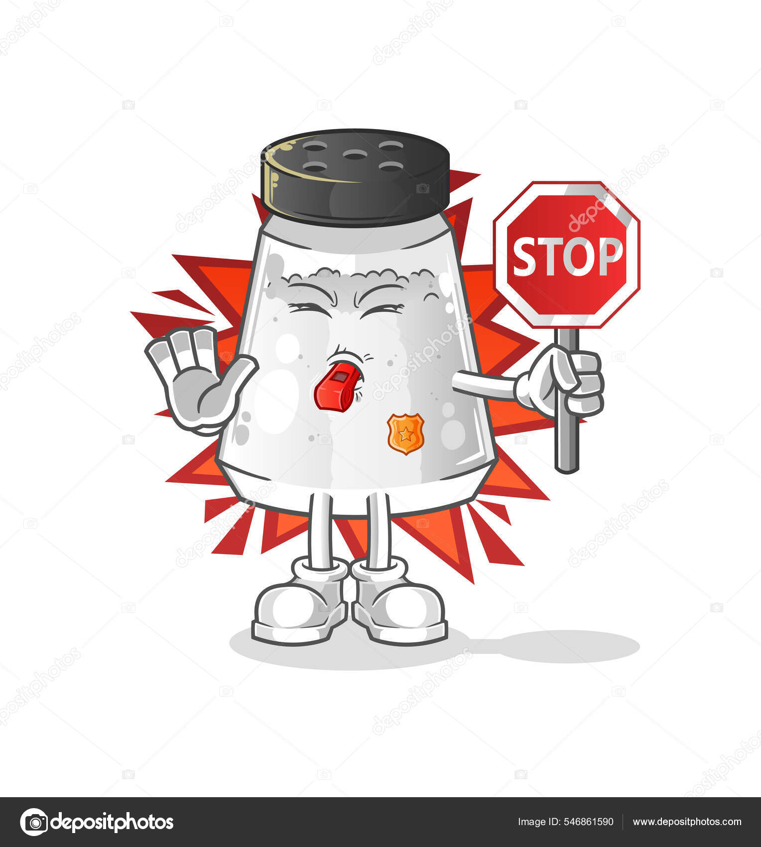 Salero Sosteniendo Señal Stop Vector Mascota Dibujos Animados Vector de ...