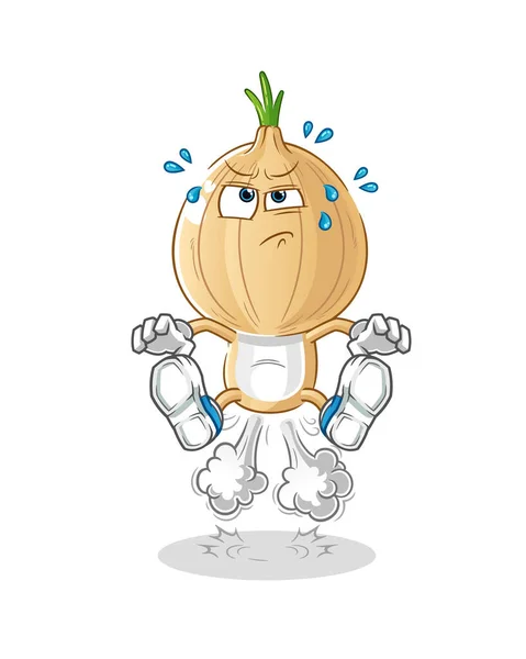 garlic head cartoon fart jumping illustration. character vector 2023