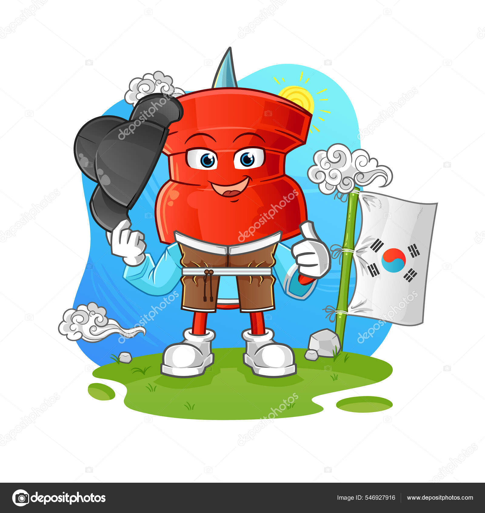 Push Pin Head Cartoon Korean Culture Vector Cartoon Character ...