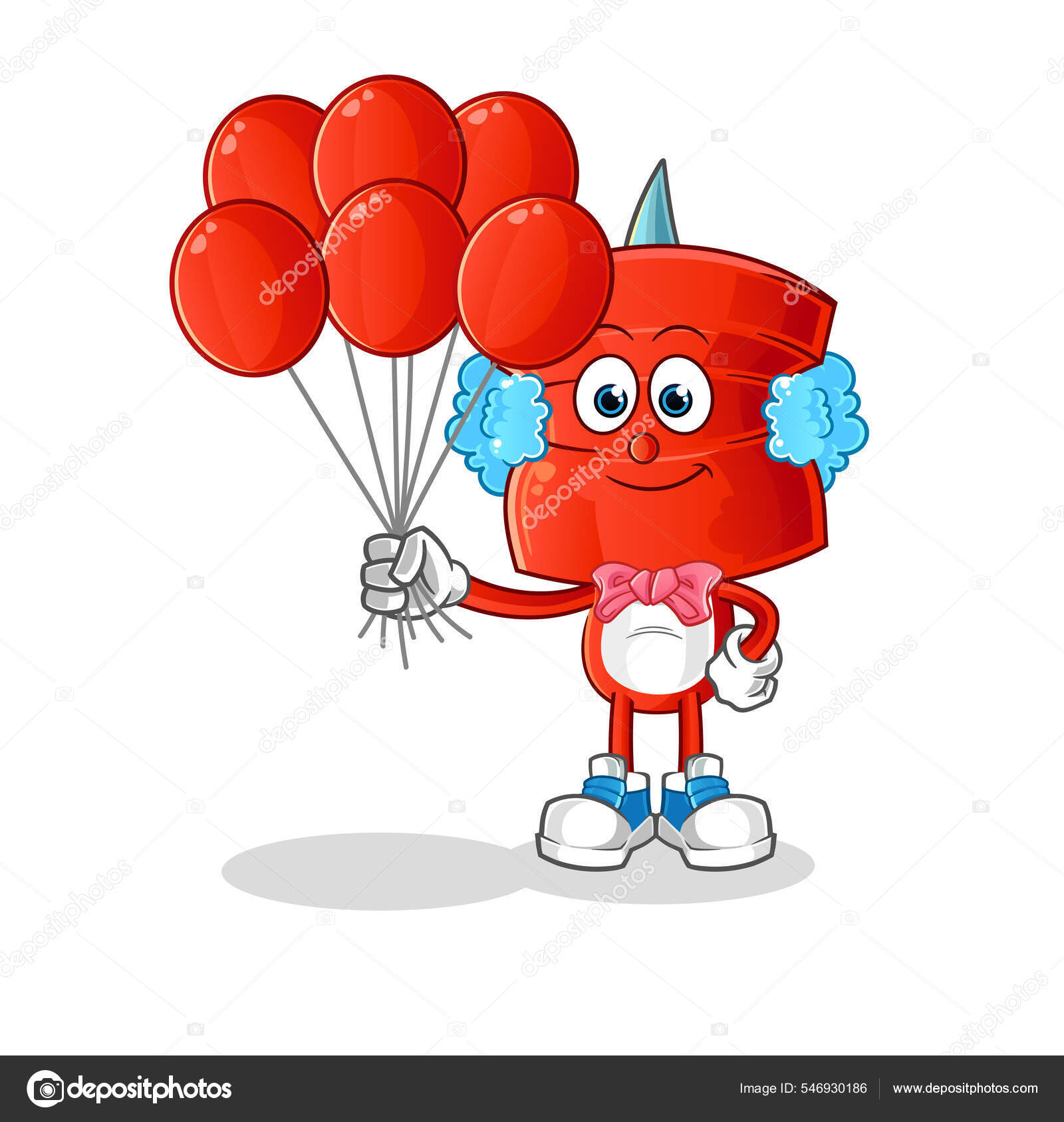 Push Pin Head Cartoon Clown Balloons Vector Cartoon Character Vector de ...