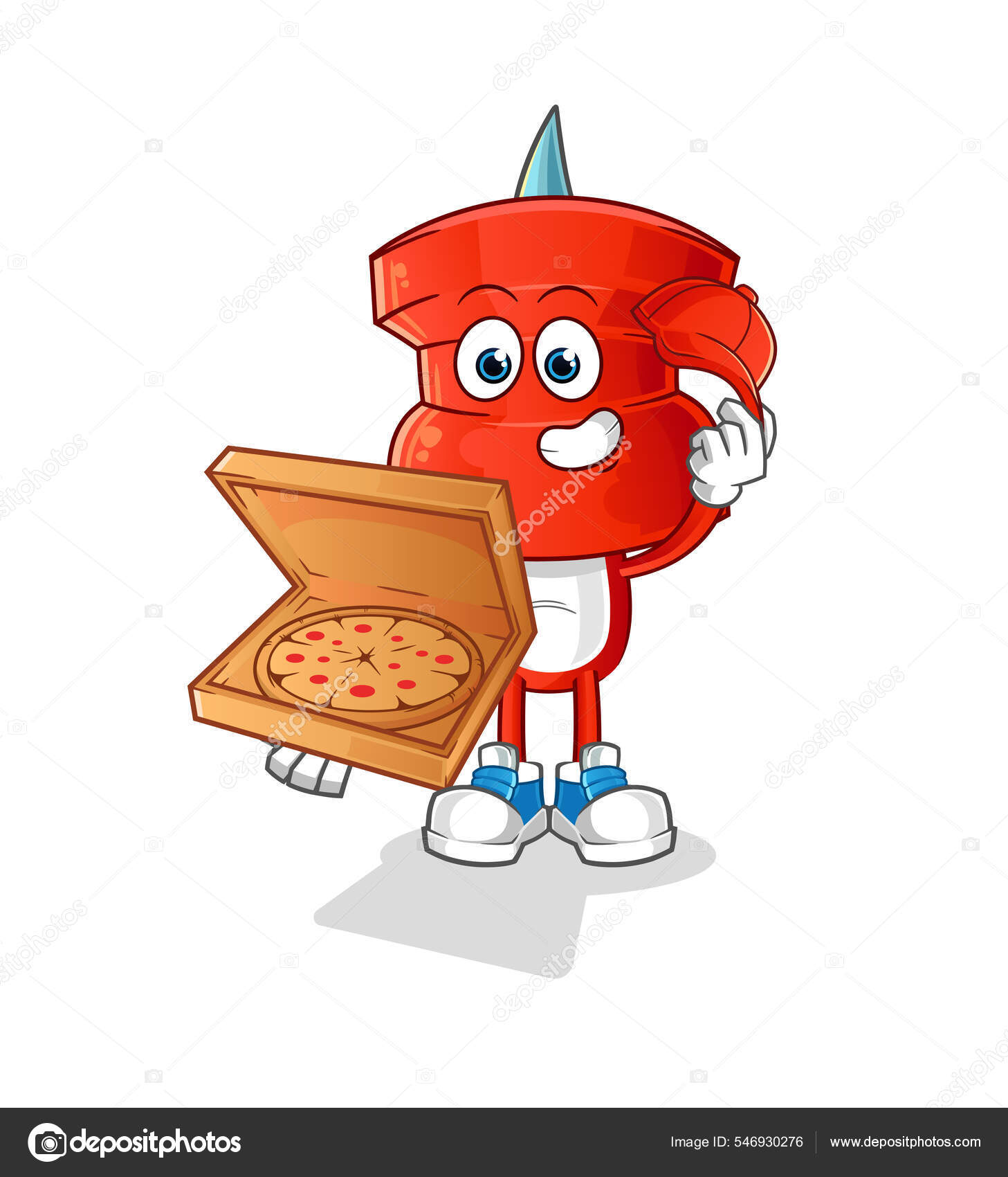 Push Pin Head Cartoon Pizza Delivery Boy Vector Karakter Kartun Vektor ...