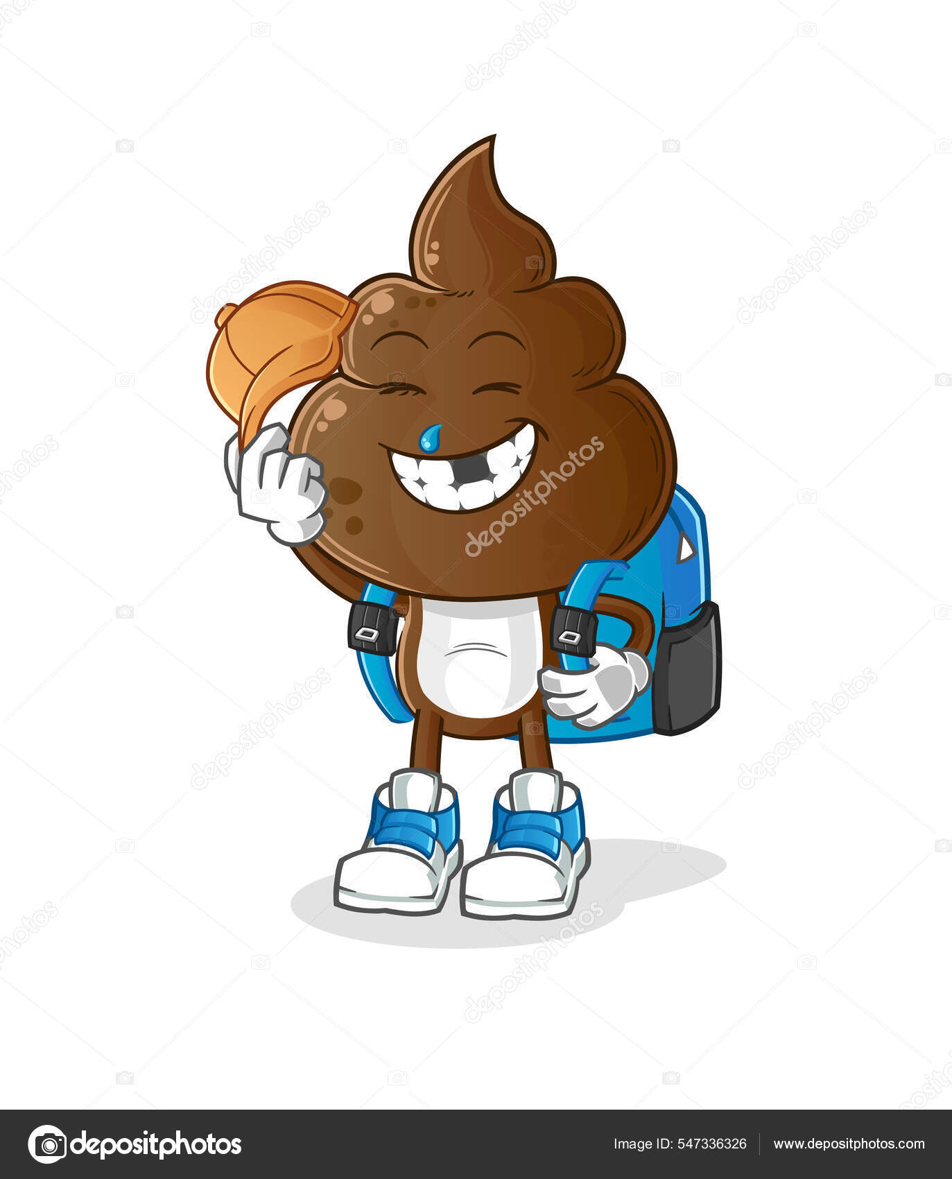 Human Shit Head Cartoon Goes School Vector Cartoon Character Vetor de ...