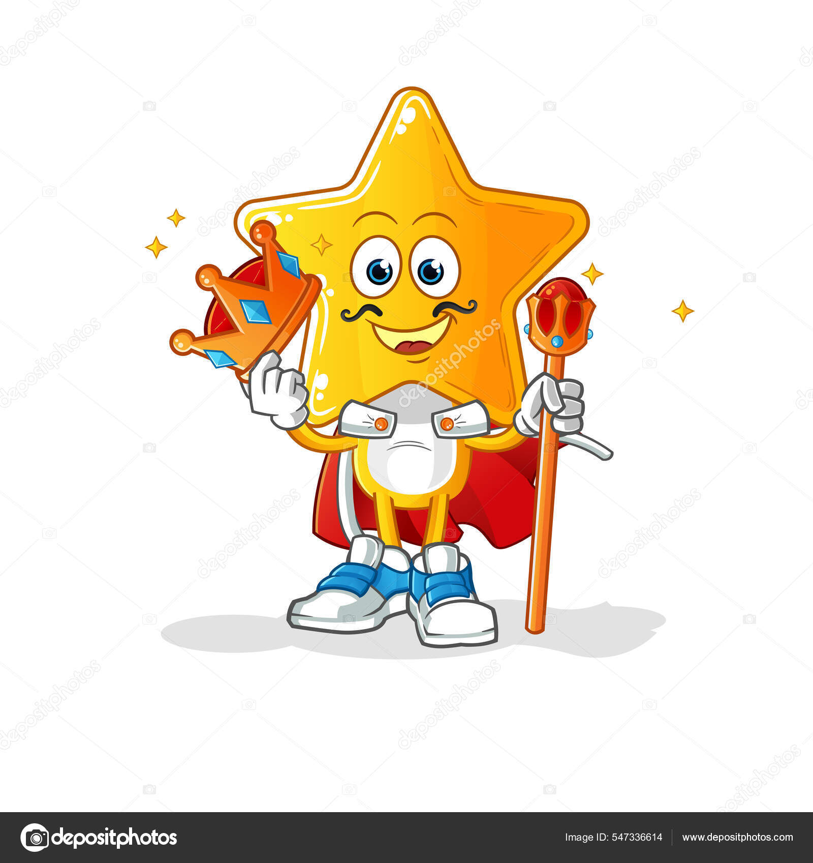 Star Head Cartoon King Vector Cartoon Character Vetor de stock de ...